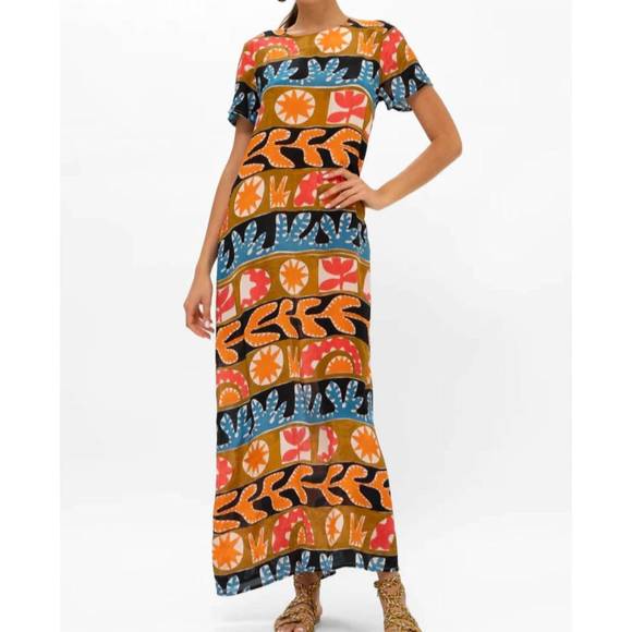 Oliphant | Dresses | New Oliphant Short Sleeve Maxi Dress In Canyon Red ...